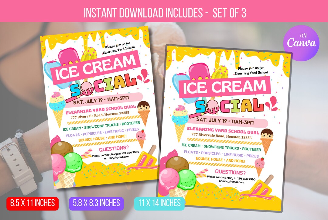 EDITABLE Ice Cream Social Flyer, School Appreciation Week, Ice Cream ...