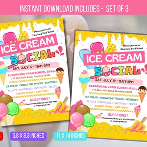 EDITABLE Ice Cream Social Flyer, School Appreciation Week, Ice Cream ...