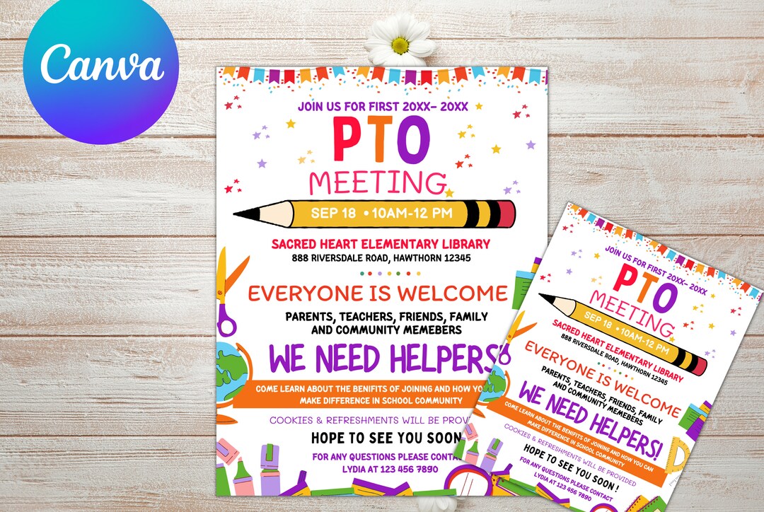 PTO/PTA Information Meeting Flyer, Pto/pta Meeting Handout Flyer ...
