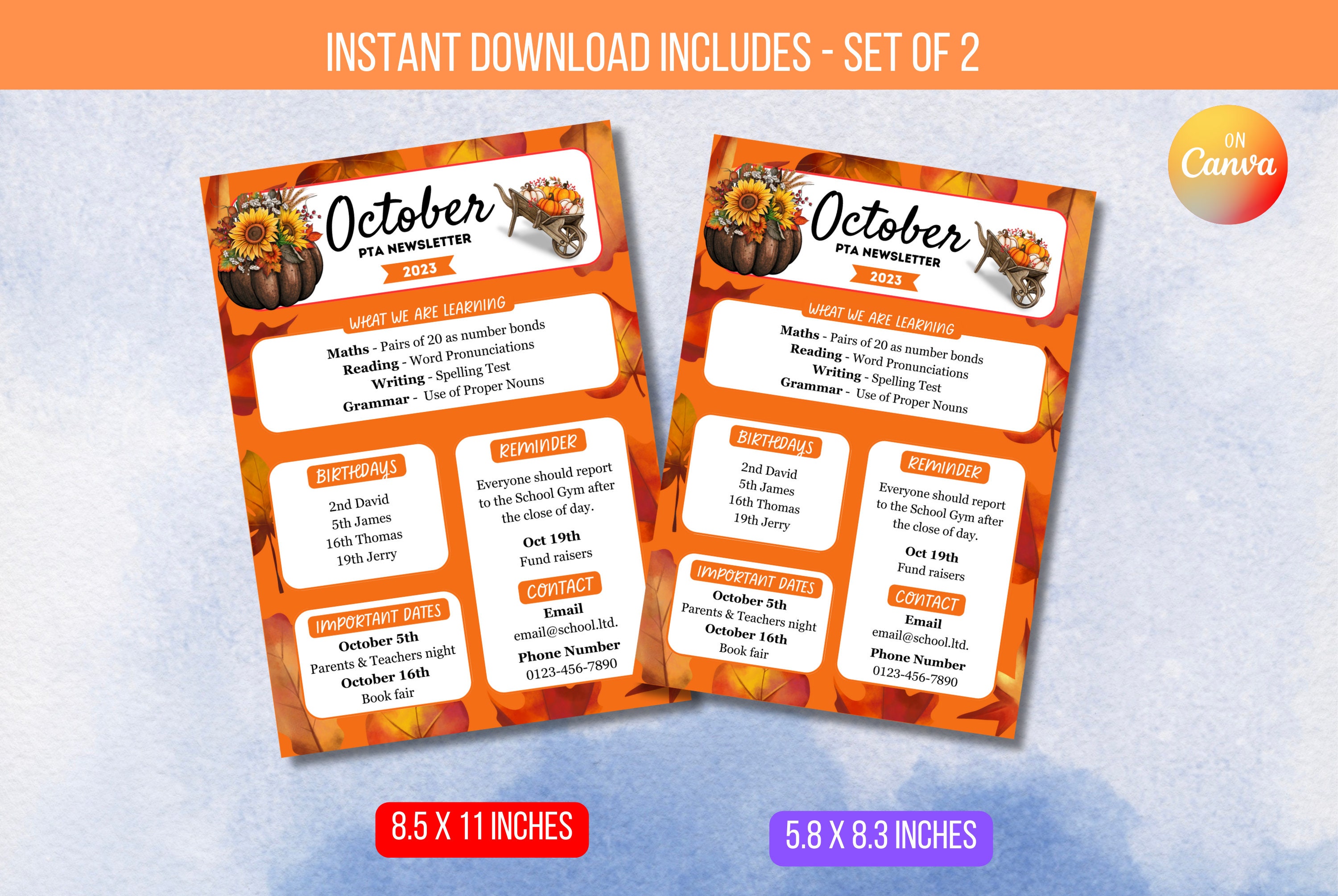 EDITABLE October Newsletter Template Classroom Printable - Etsy