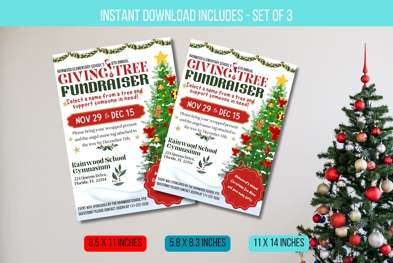 EDITABLE Giving Tree Fundraiser Flyer School Church - Etsy