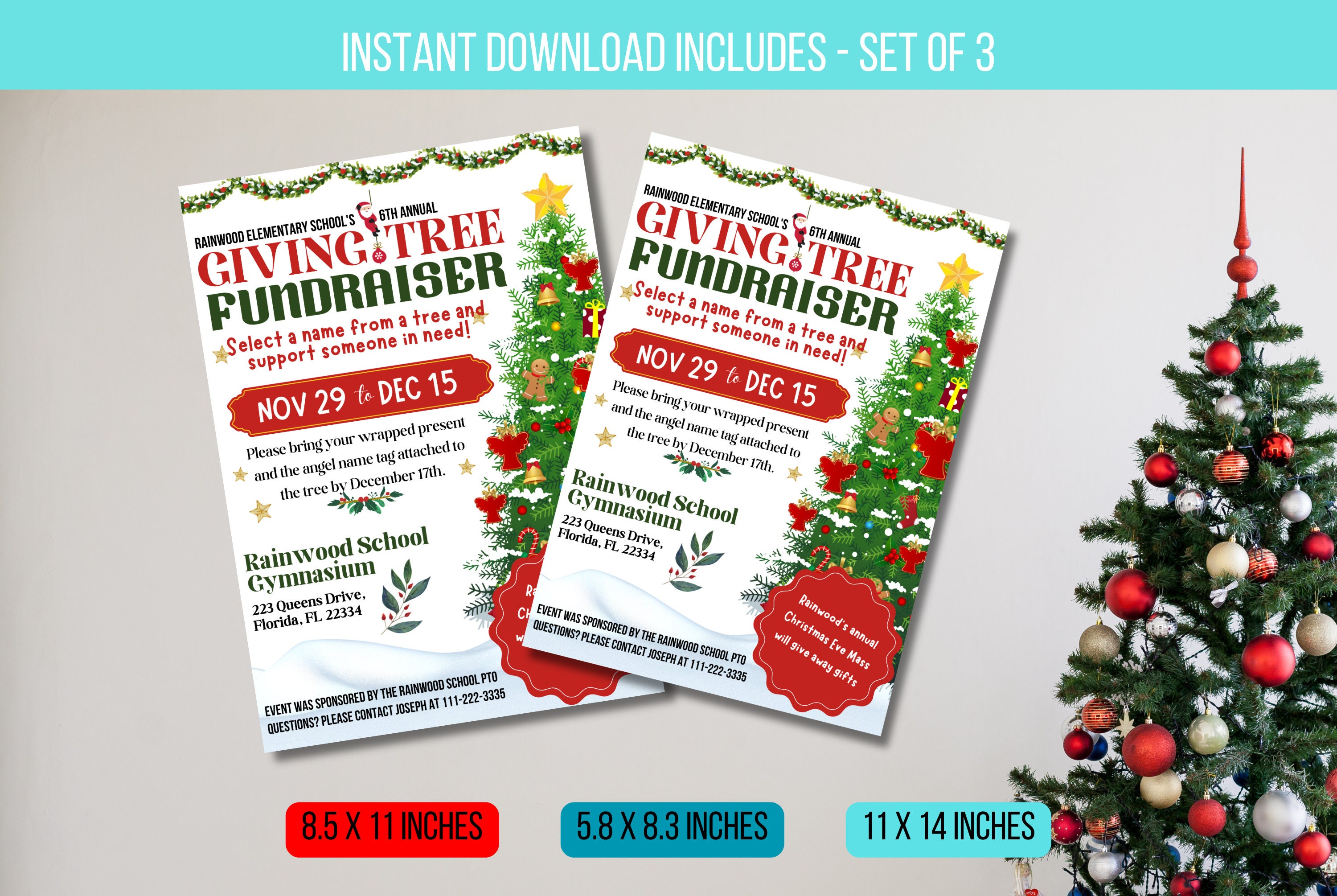 EDITABLE Giving Tree Fundraiser Flyer School Church - Etsy