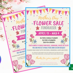 EDITABLE Mother's Day Flower Fundraiser Flyer, Printable Invite ...