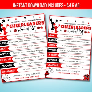 EDITABLE Cheerleader Survival Kit Template, Cheerleader Thank You Gift ...