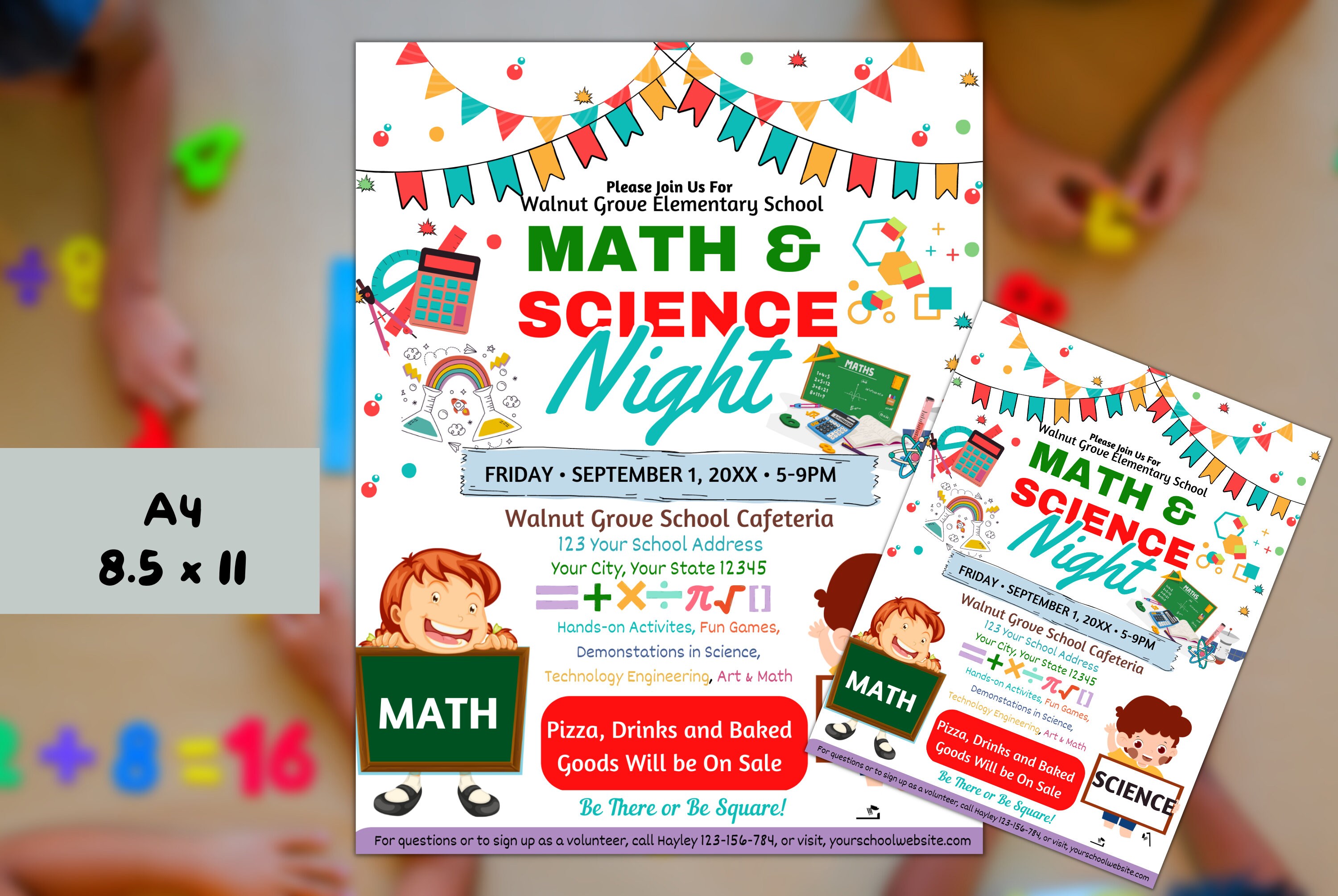 Editable Math and Science Night Flyer, PTO PTA School Flyer ...