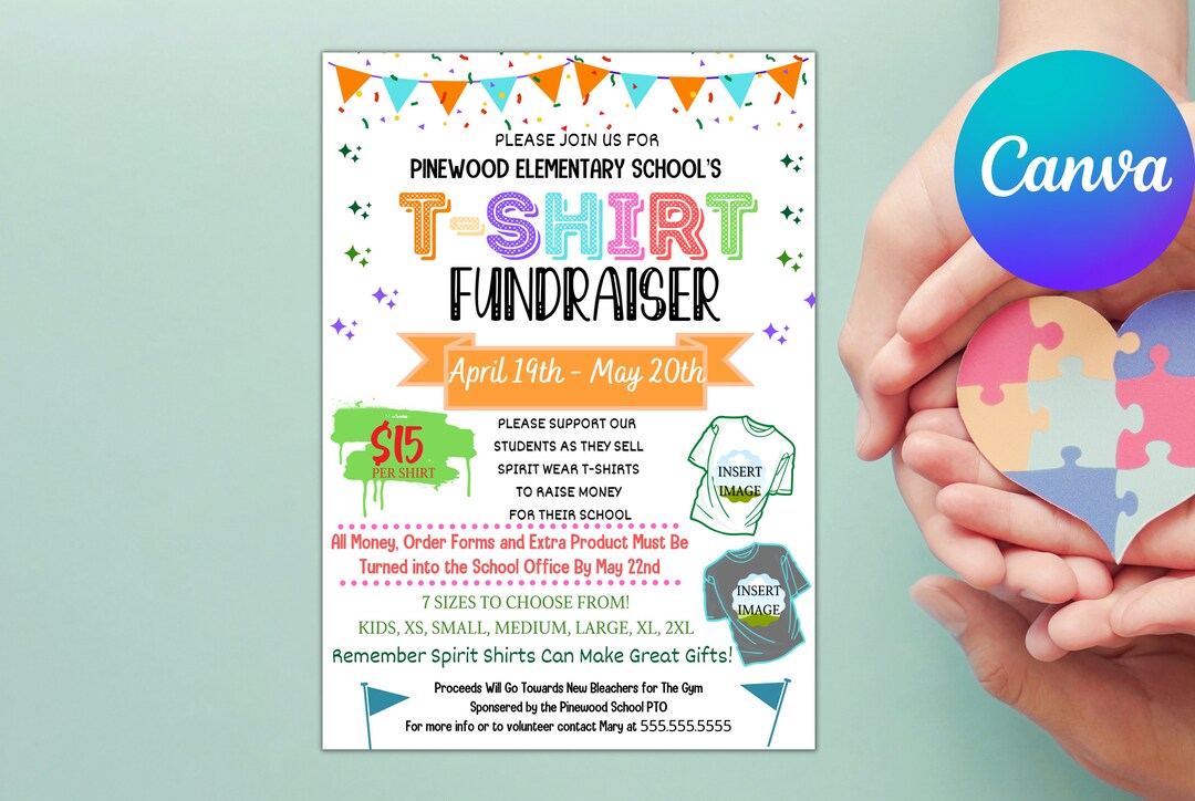 T-shirt Fundraiser Flyer Printable PTO PTA Sale Clothing School Spirit ...