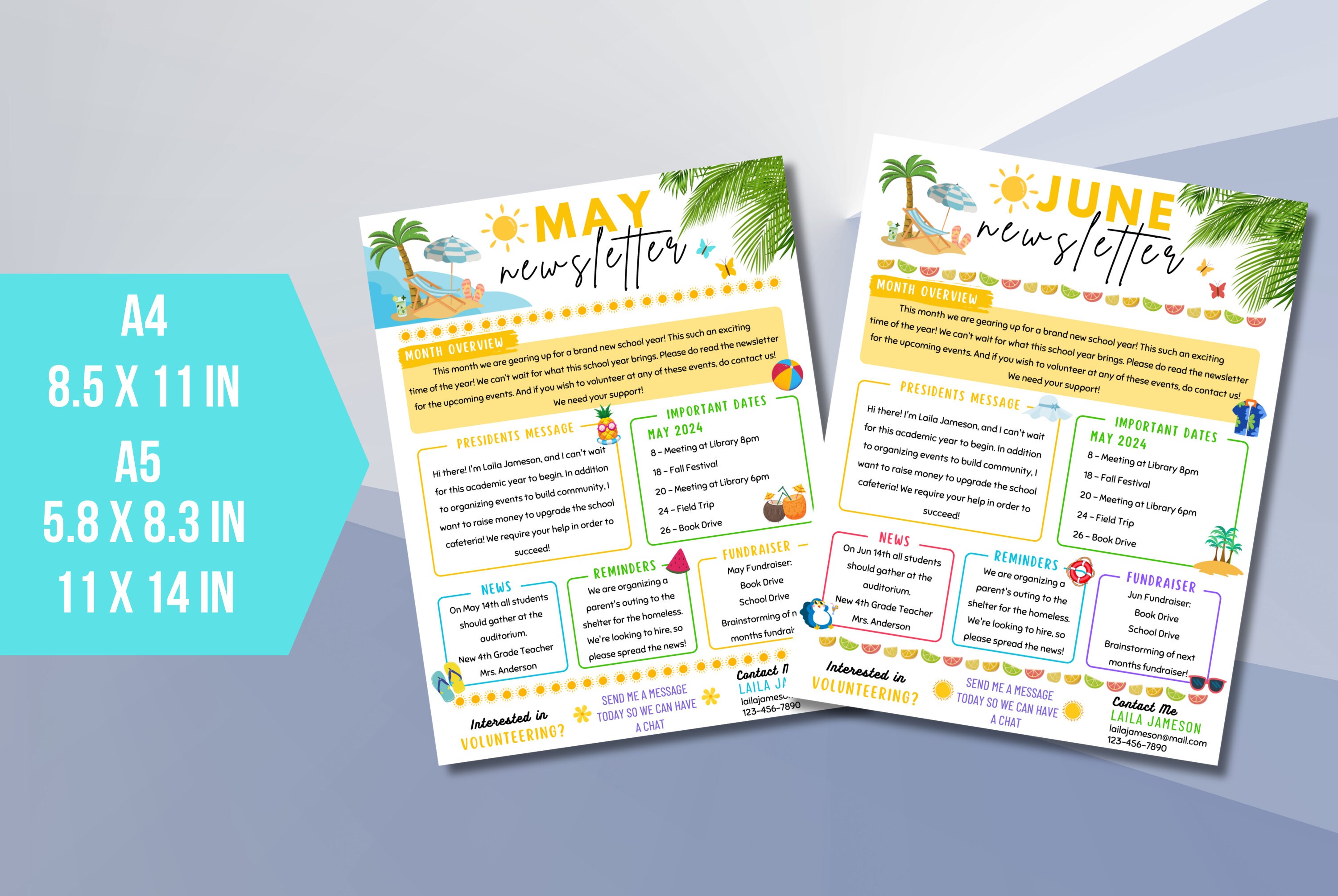 EDITABLE PTO Monthly Newsletter Template Bundle, Classroom Printable ...