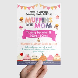 Editable Muffins With Mom, Mother's Day Invitation, School Mom ...
