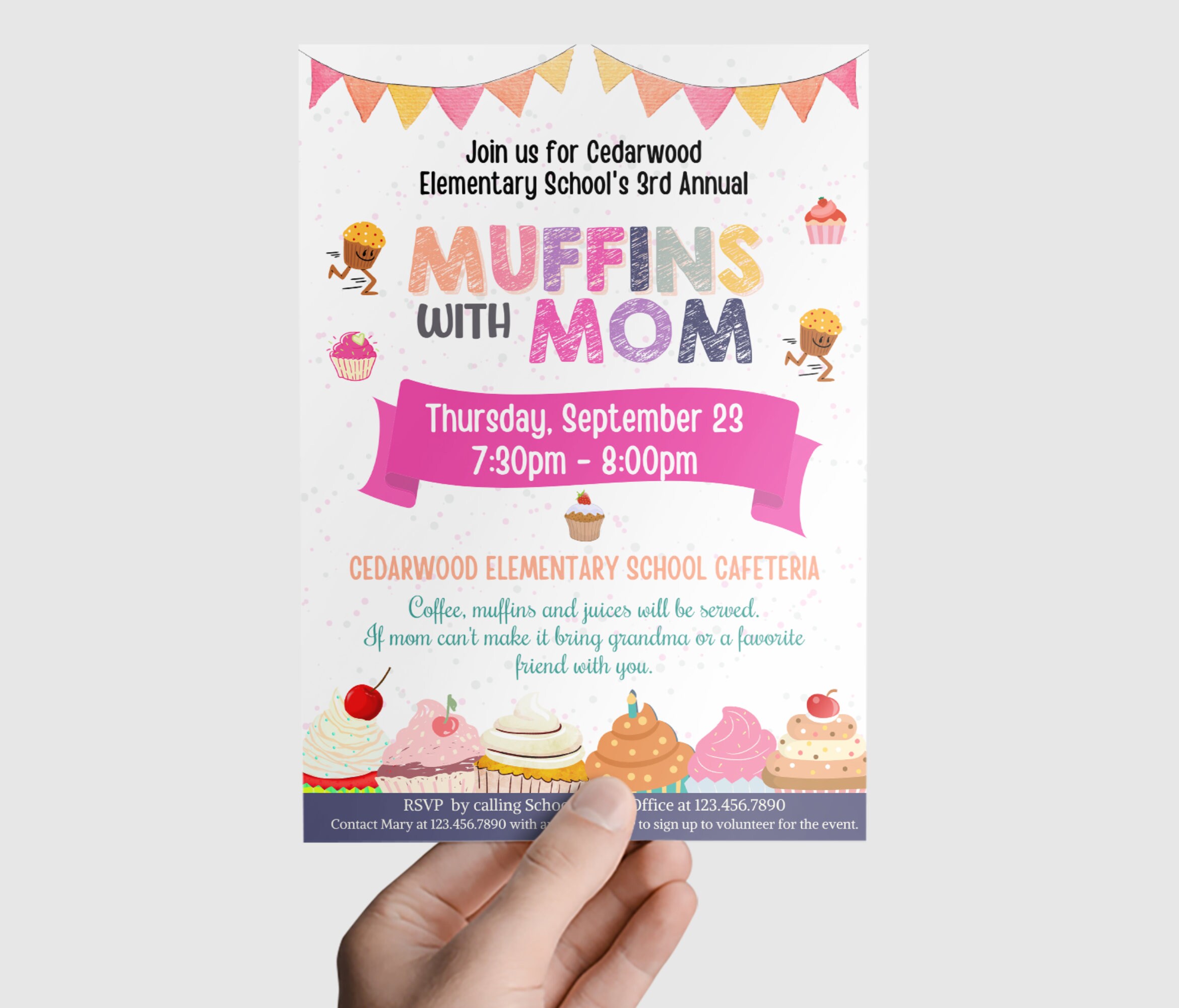 Editable Muffins With Mom Mother's Day Invitation School - Etsy