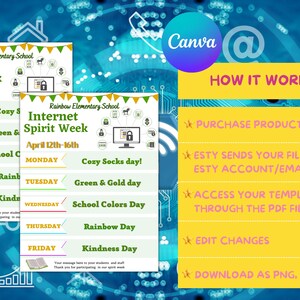 Internet Spirit Week Editable Itinerary Schedule | Printable DIY Spirit ...