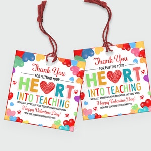 Teacher Valentine's Day Thank You Gift Tags, Gift Classroom School ...