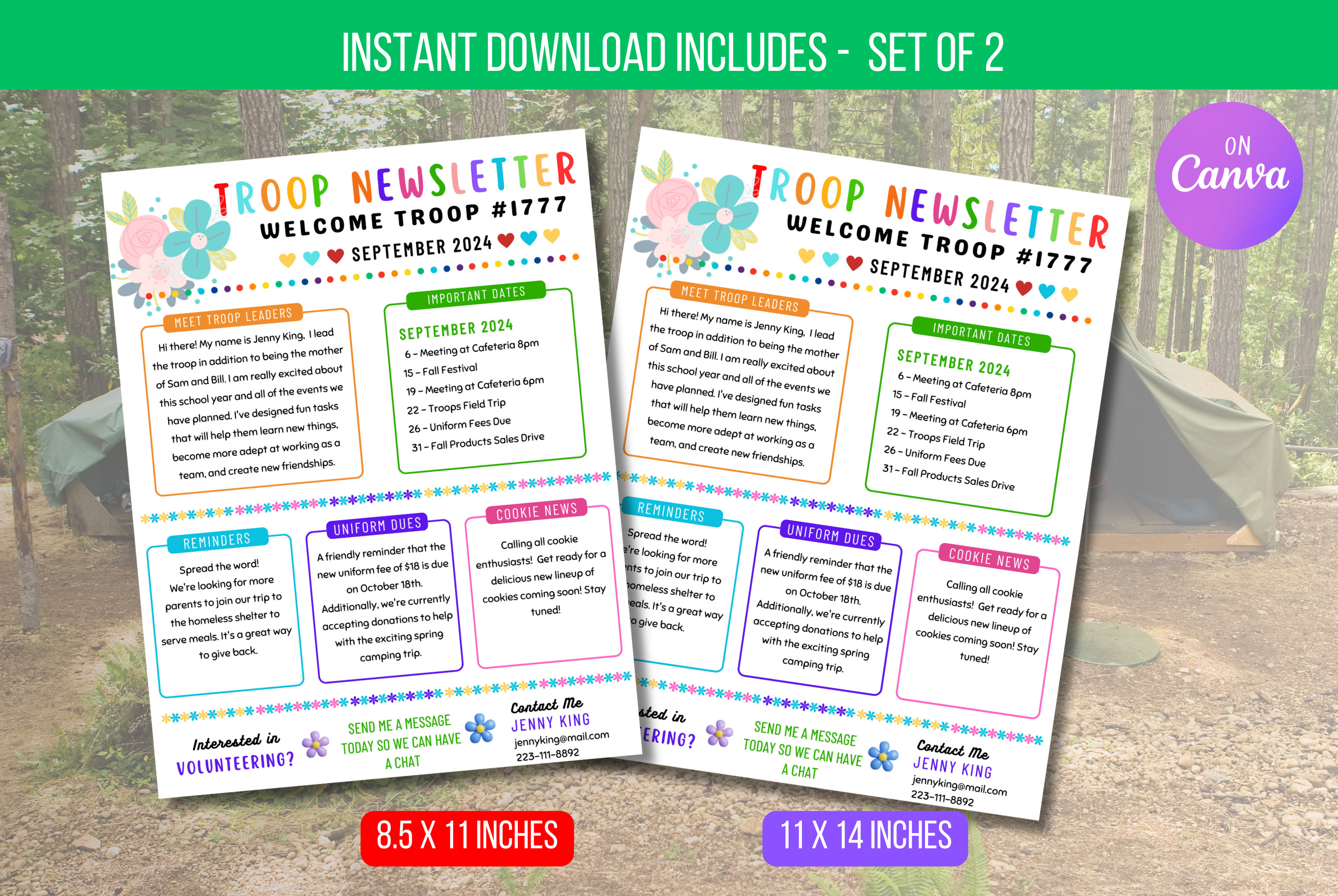 EDITABLE Troop Newsletter Template, Troop Event Informational Template ...