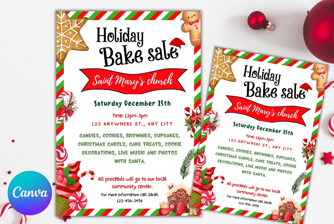 Bake Sale Editable Flyer, Holiday Bake Sale PTA PTO Christmas ...