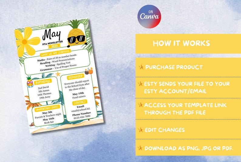 EDITABLE May Newsletter Template, Classroom Printable Handout Flyer ...