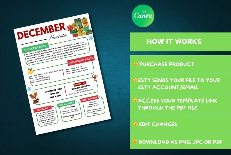 EDITABLE December Newsletter Template Classroom Printable - Etsy