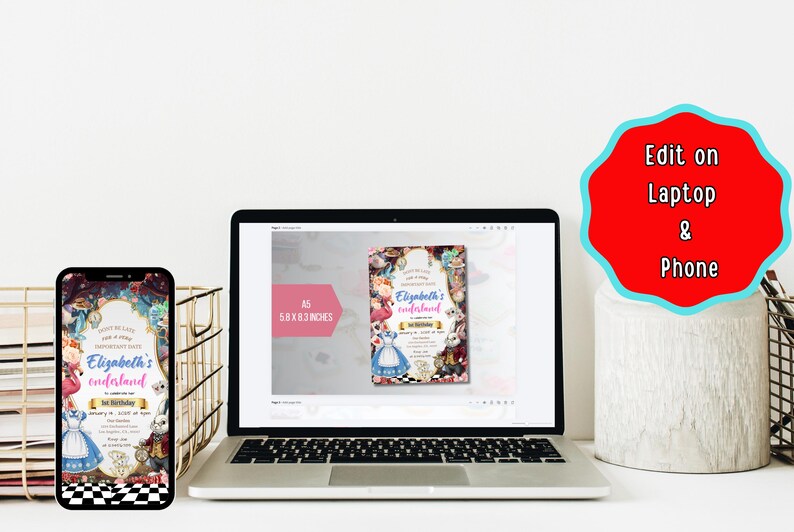 EDITABLE Dont Be Late Onderland Birthday Invite, 1st Birthday Girl Tea ...