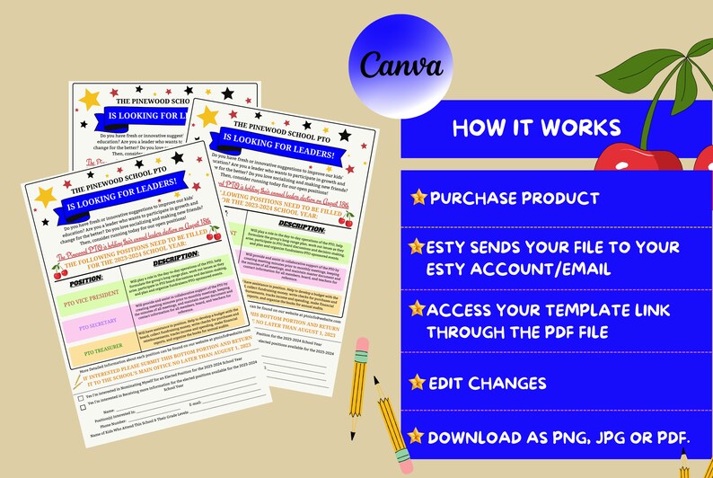 Printable School Board PTO Pta Election Recruitment Flyer, School ...