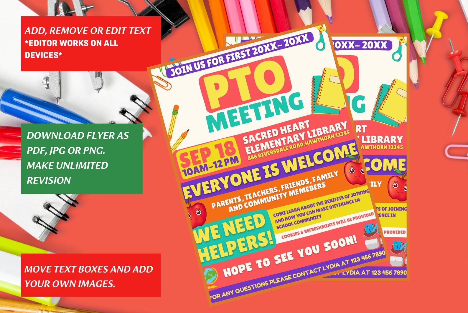 EDITABLE PTO PTA Meeting Handout Flyer, School Fundraiser Event ...