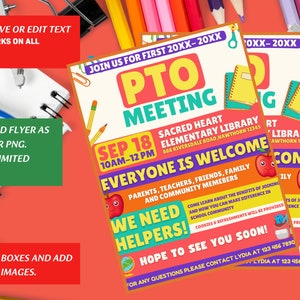 EDITABLE PTO PTA Meeting Handout Flyer, School Fundraiser Event ...