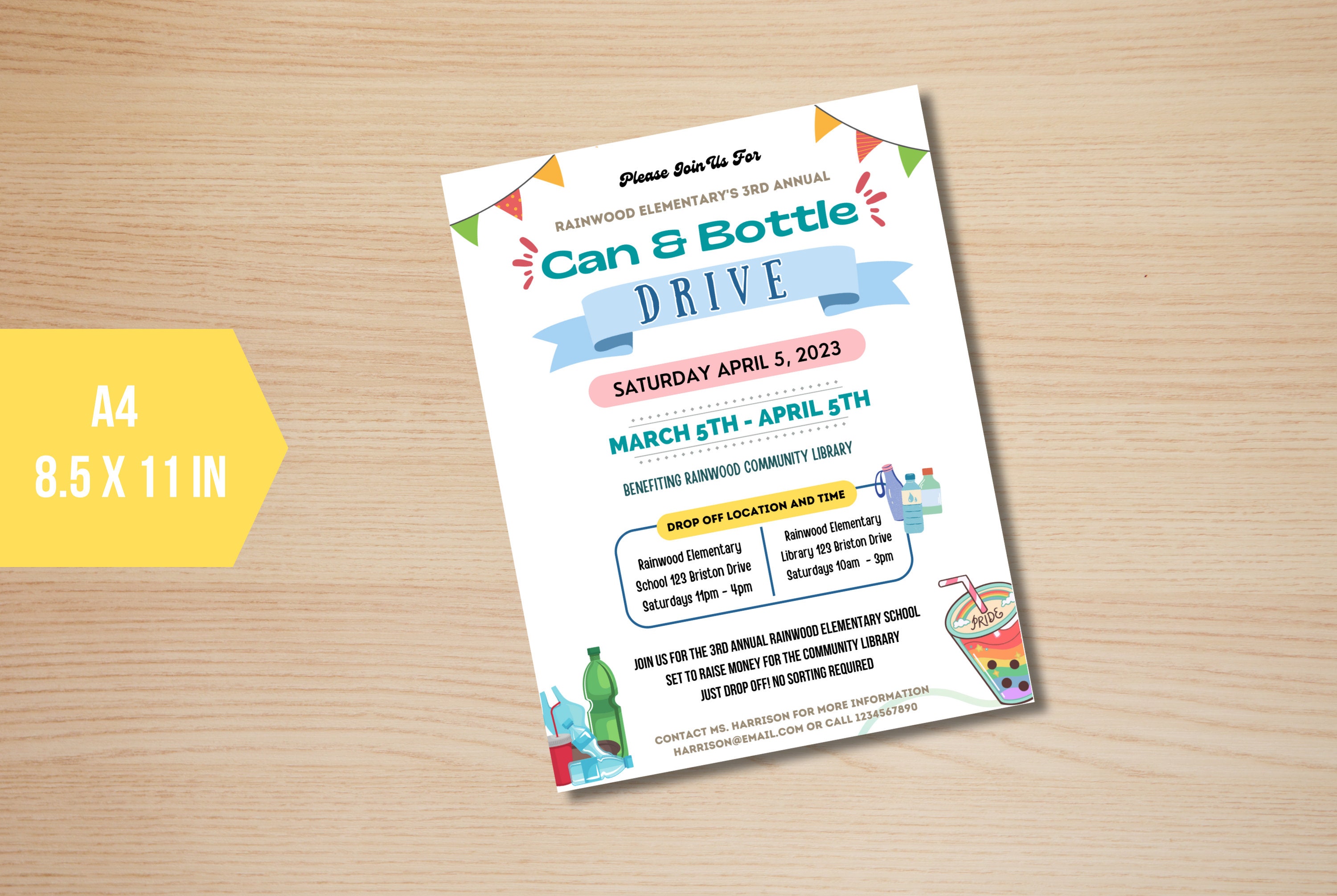EDITABLE Can and Bottle Drive Flyer Printable Invitation Pto - Etsy Canada
