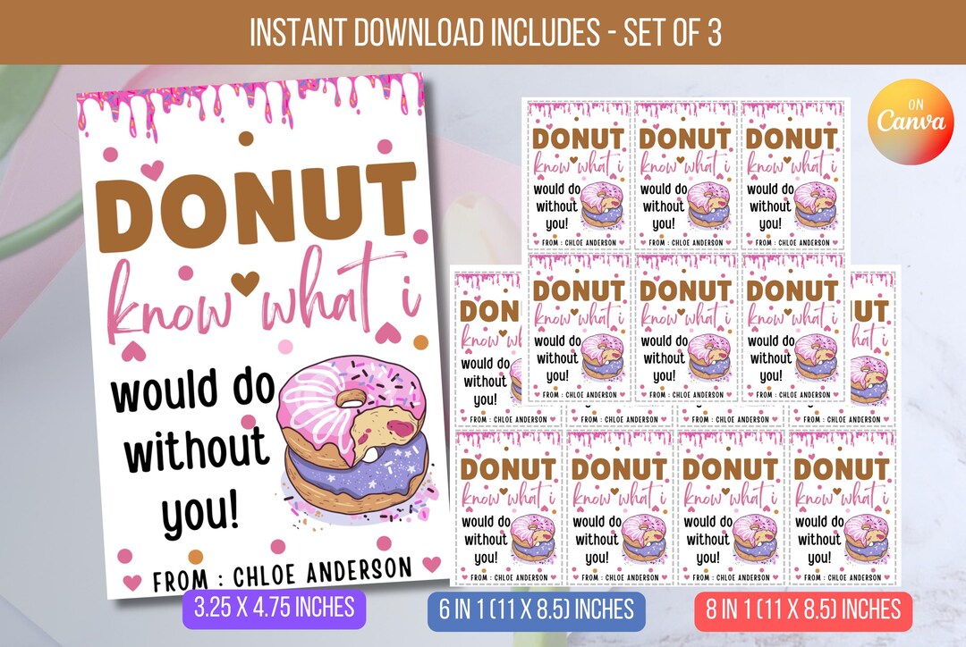 EDITABLE Donut Know What We'd Do Without You, Donut Teacher ...