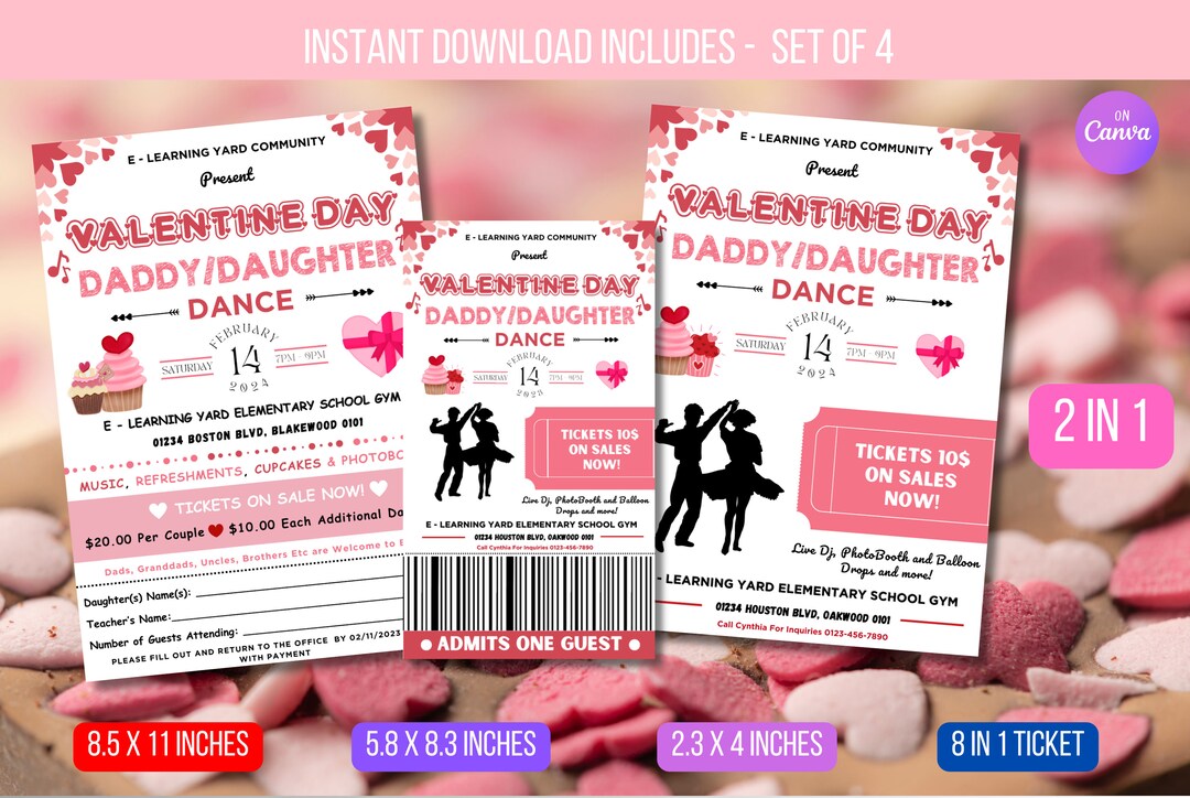 EDITABLE Daddy and Daughter Dance Valentines Day Flyer, Valentine Event ...