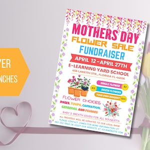 EDITABLE Mother's Day Flower Fundraiser Flyer, Printable Invite ...