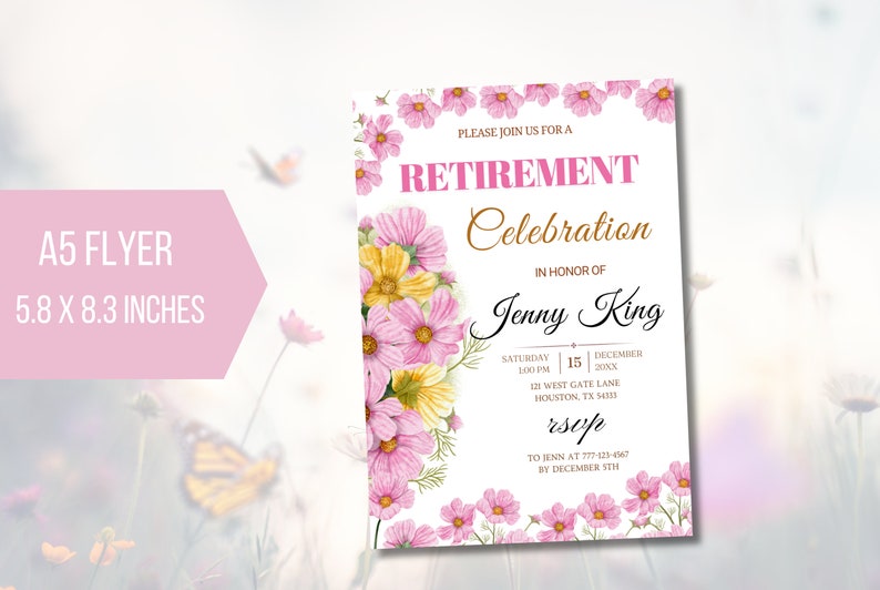EDITABLE Retirement Celebration Template Modern Retirement Party Invite ...