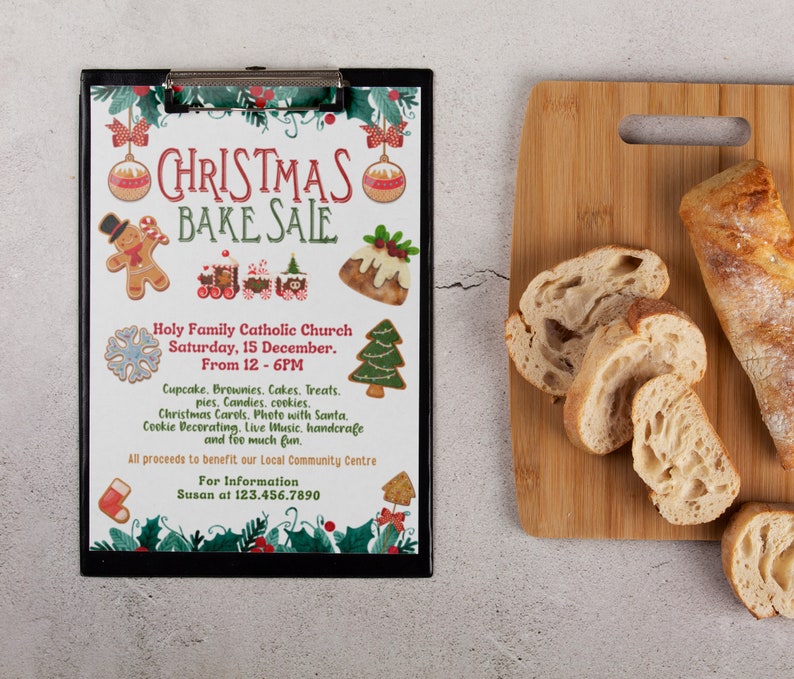 EDITABLE Holiday Bake Sale Flyer, Christmas Bake Sale Flyer, Christmas ...