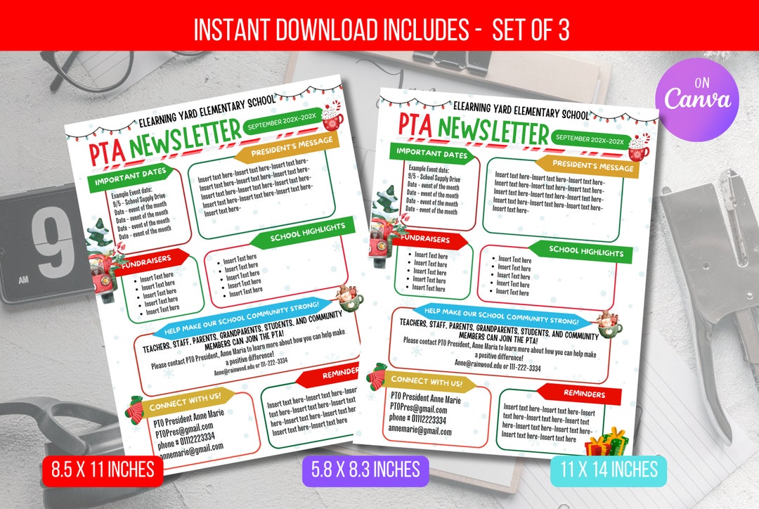 EDITABLE PTA Newsletter Template Flyer School Information - Etsy