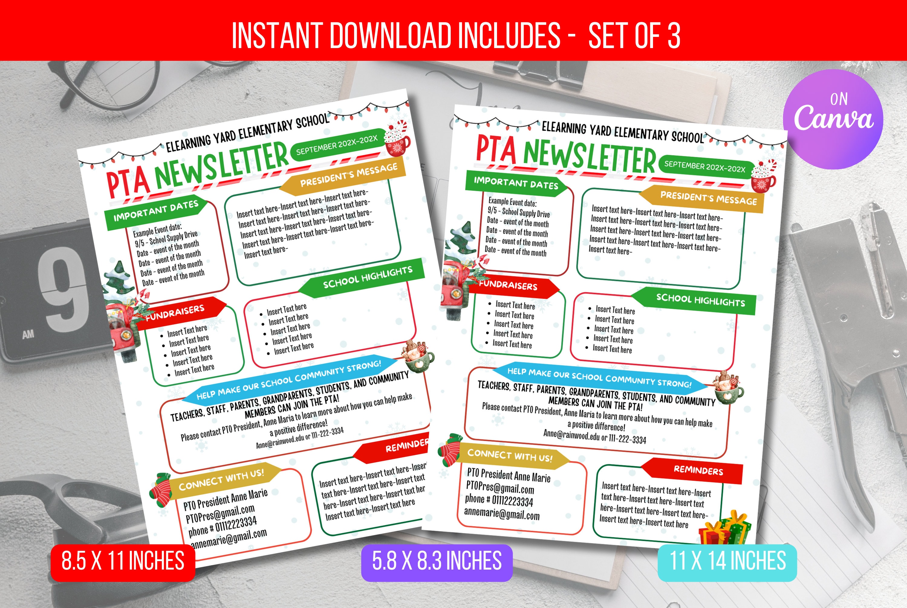 EDITABLE PTA Newsletter Template Flyer School Information - Etsy