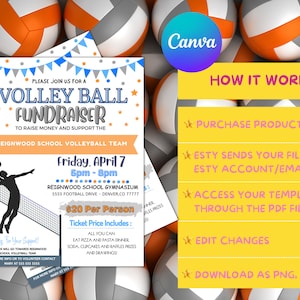EDITABLE Volleyball Fundraiser Flyer Template, Charity Non Profit Event ...