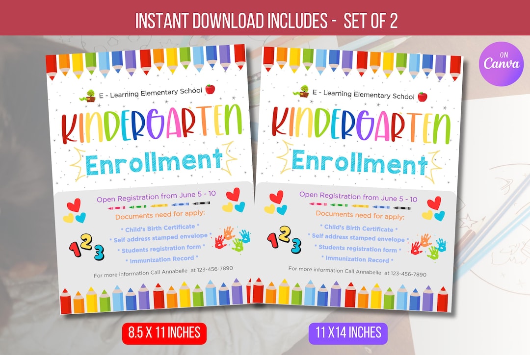 EDITABLE Kindergarten Enrollment Flyer, Registration Flyer, School ...