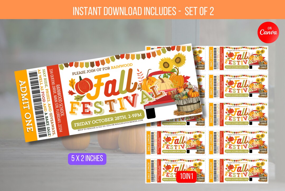 EDITABLE Fall Harvest Festival Invitation Ticket, School Event Harvest ...