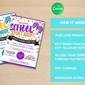 EDITABLE School Spirit Flyer Package, School Spirit Night Party, Spirt ...