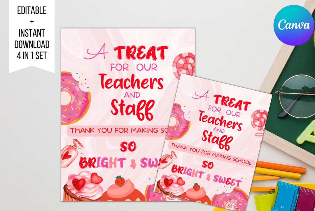 Teacher Treat Appreciation Print Valentines Day School Staff PTO PTA ...