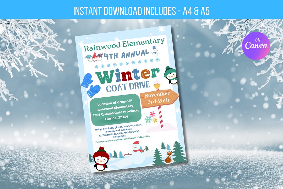 EDITABLE Winter Coat Drive Flyer, PTA PTO Flyer, School Event ...