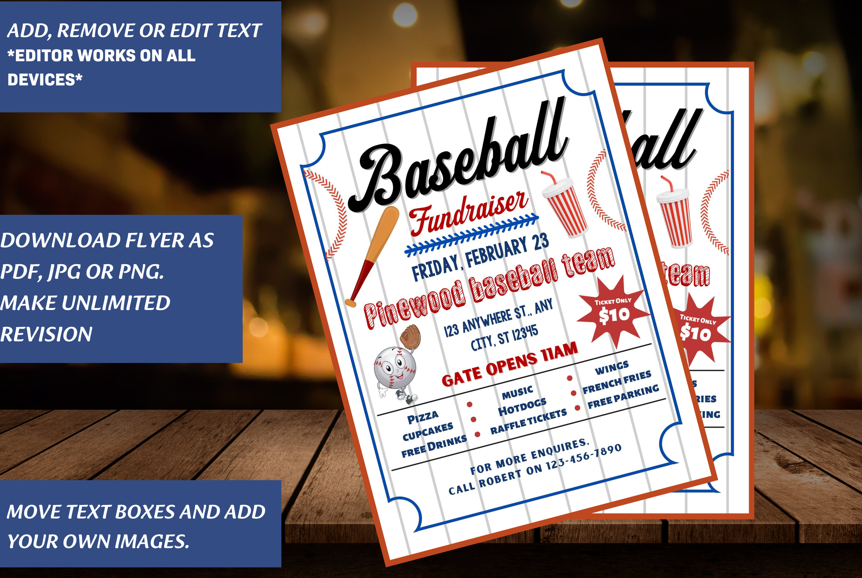 Baseball Fundraiser Editable Flyer School Benefit Poster - Etsy