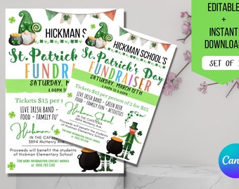 St. Patricks Day Fundraiser Flyer, Shamrock Rainbow Spring Event ...