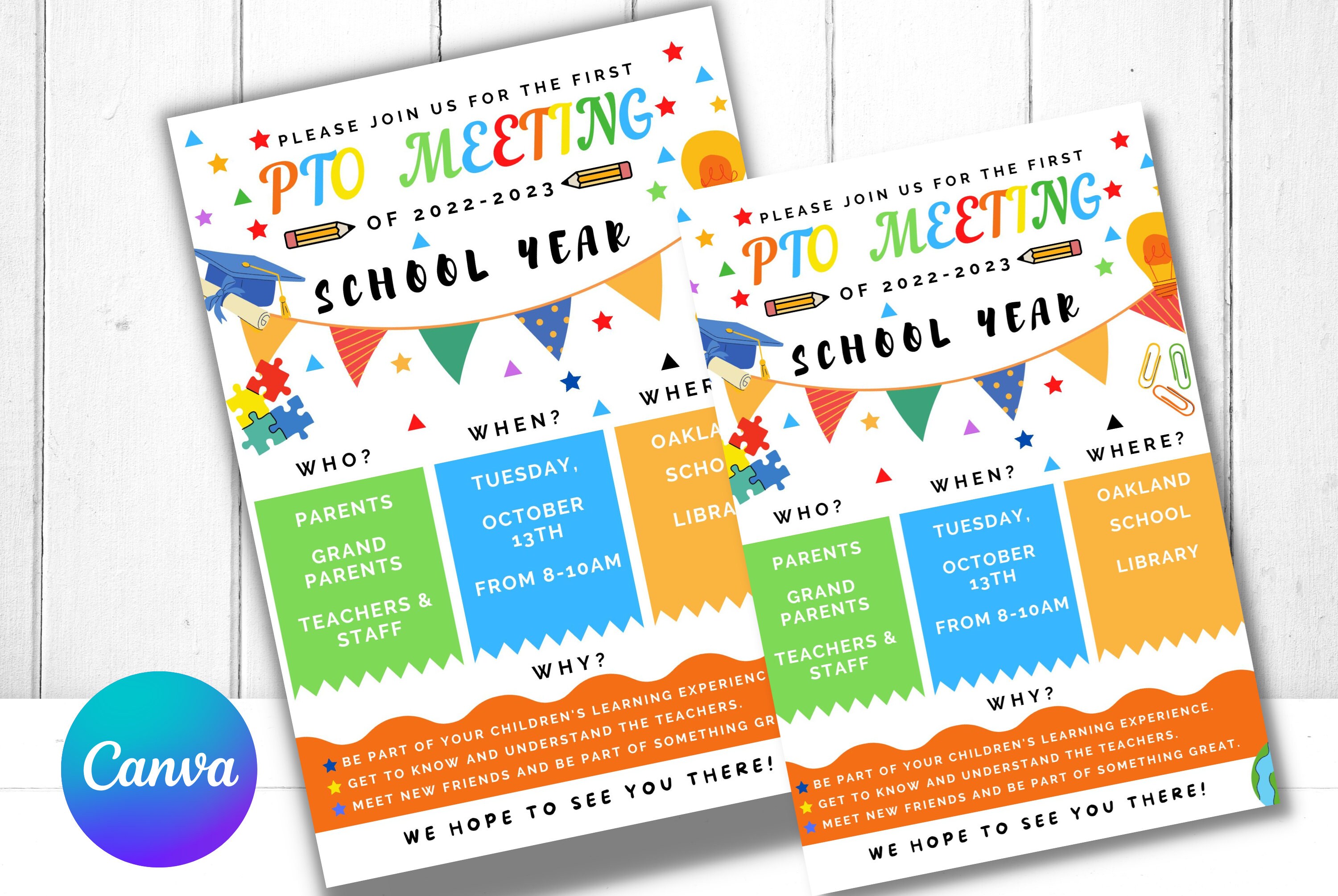 EDITABLE PTO PTA Meeting Informational Flyer Printable - Etsy