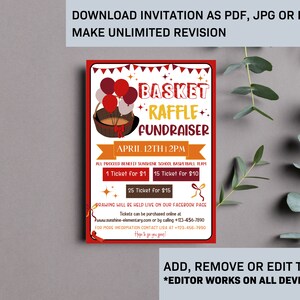 Basket Raffle Fundraiser Flyer, Editable Basket Raffle Fundraiser ...