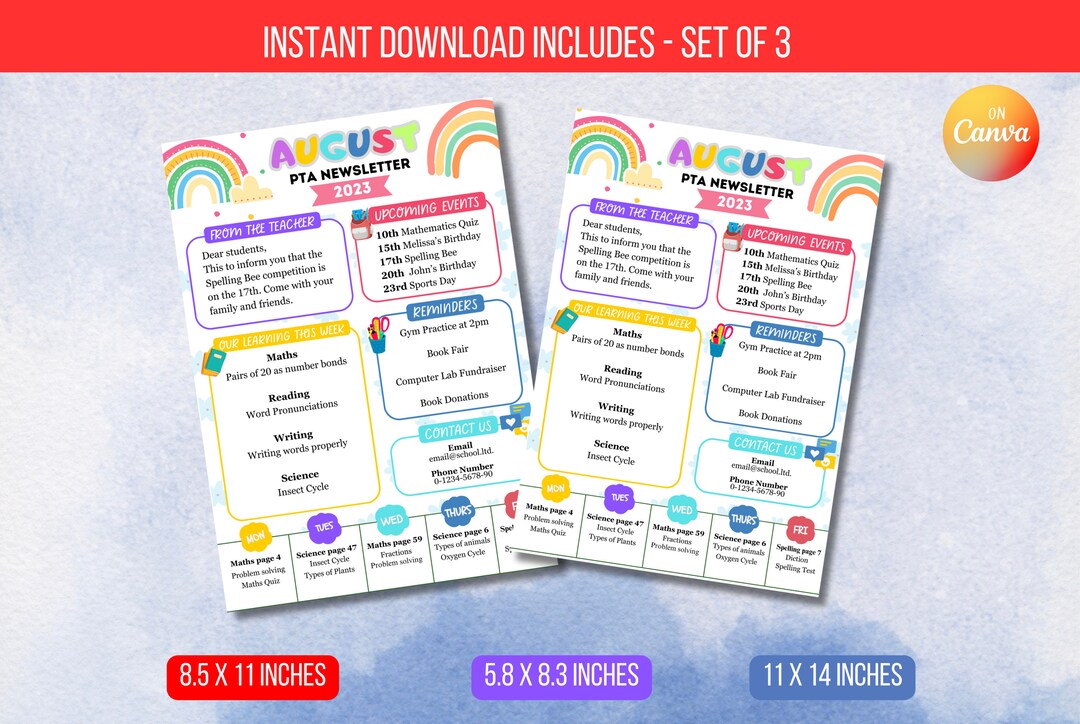 EDITABLE August Newsletter Template Classroom Printable - Etsy