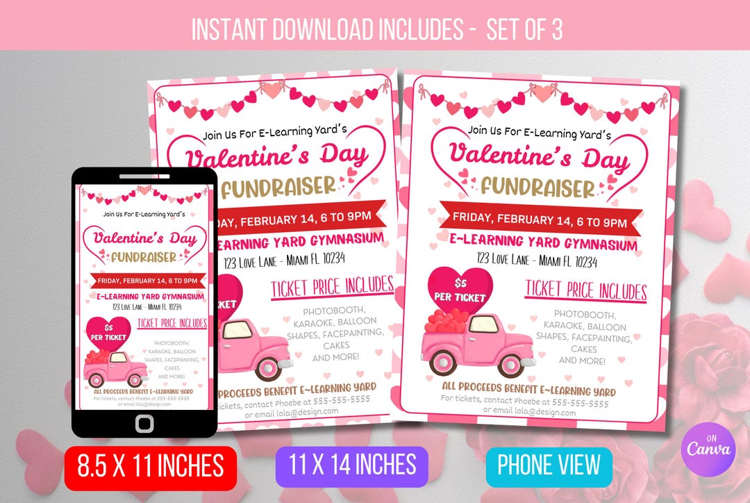 EDITABLE Valentine School Fundraiser Flyer, Fundraiser PTO Flyer ...
