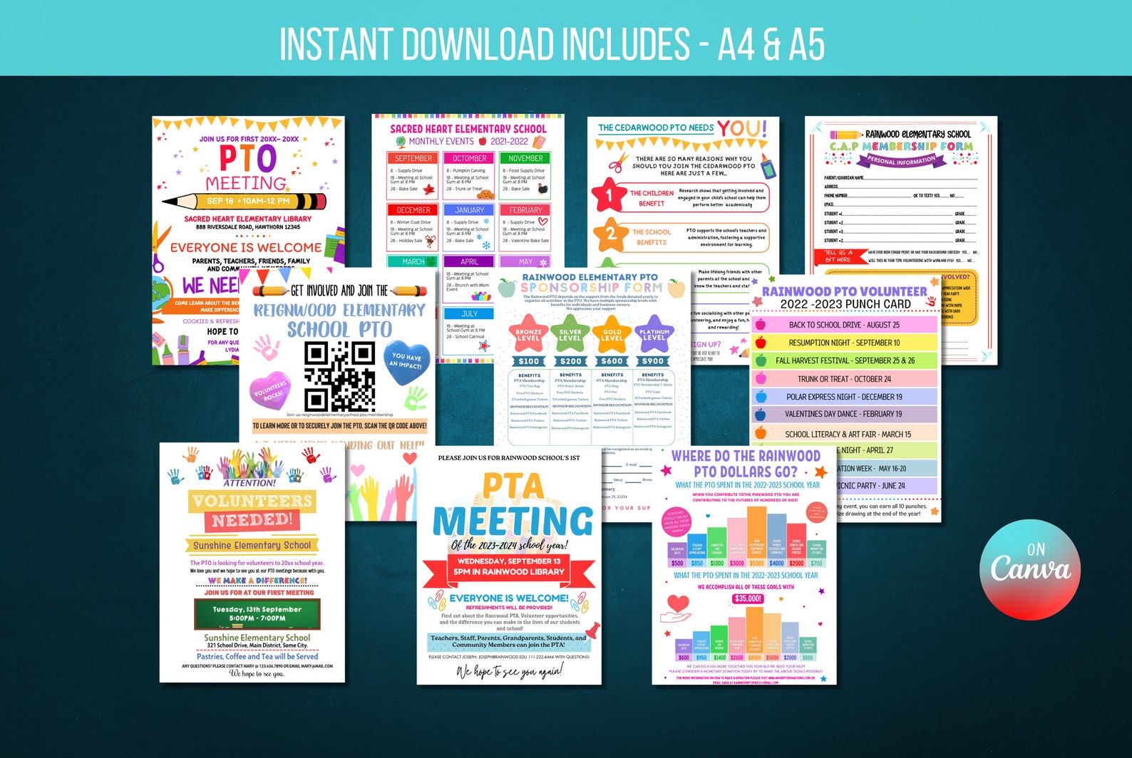 EDITABLE PTO Flyer Package, Printable School Pto Information Form ...