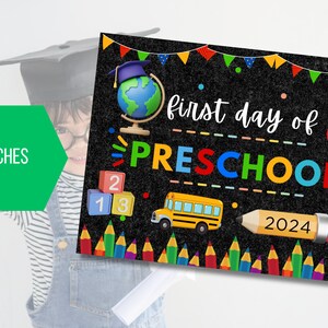 EDITABLE First Day of Preschool, First Day of School Chalkboard Sign ...