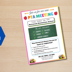 EDITABLE PTA Meeting Handout Flyer, School Information Meeting Flyer ...