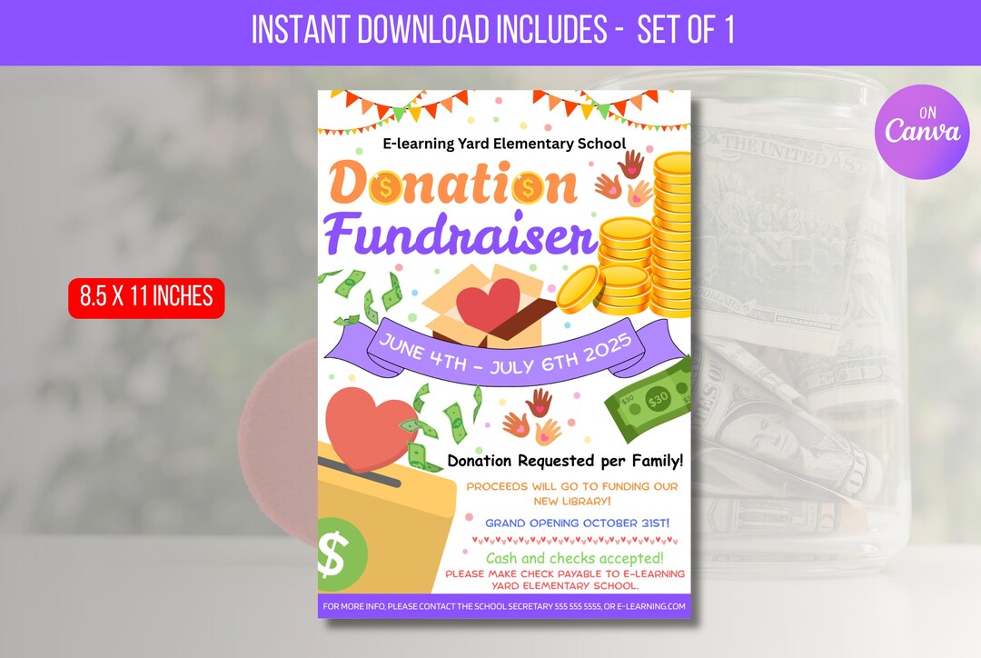 EDITABLE PTO PTA Donation Fundraiser Flyer Template, Fundraiser Flyer ...