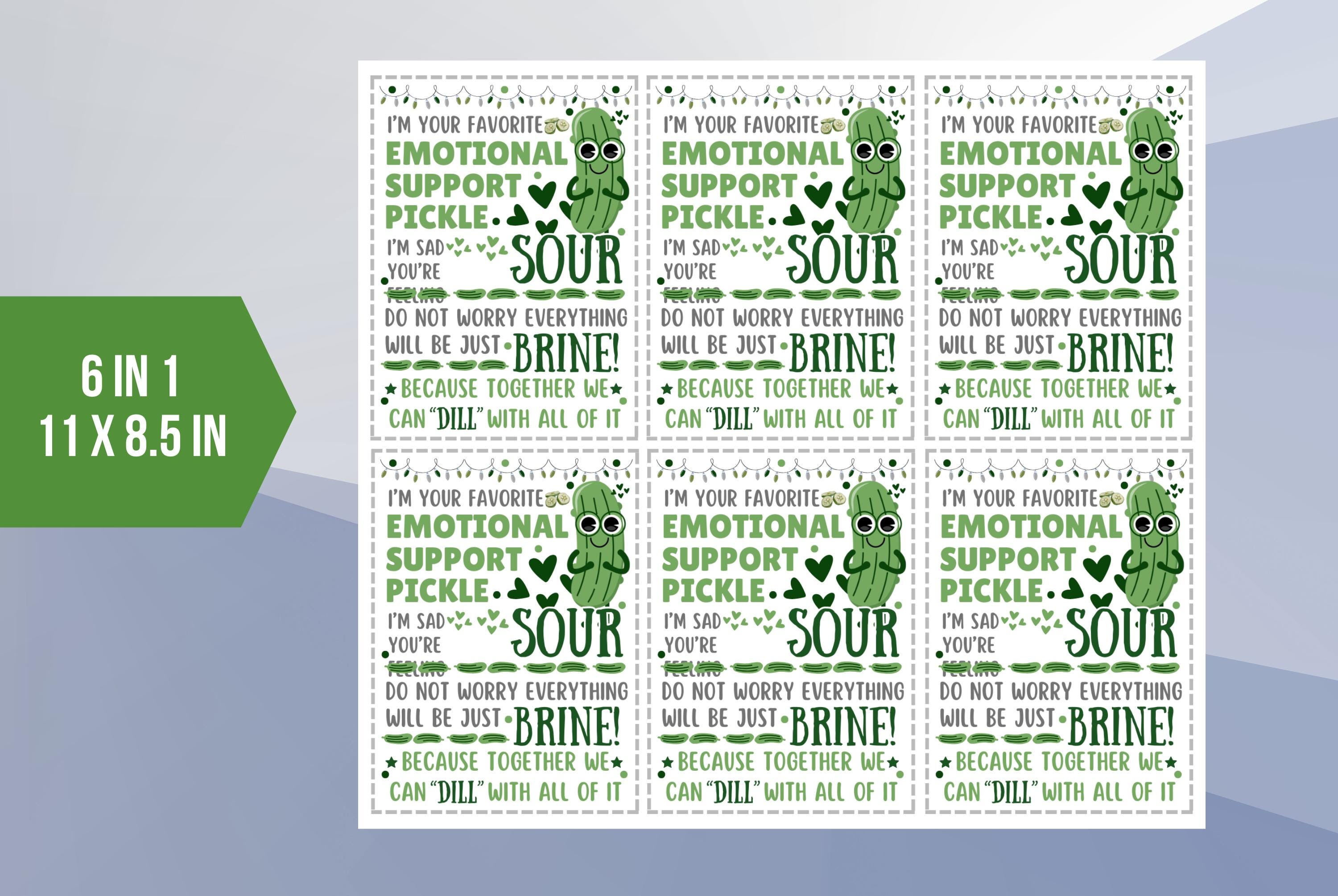 EDITABLE Emotional Support Pickle Tags, Emotional Support Pickle ...