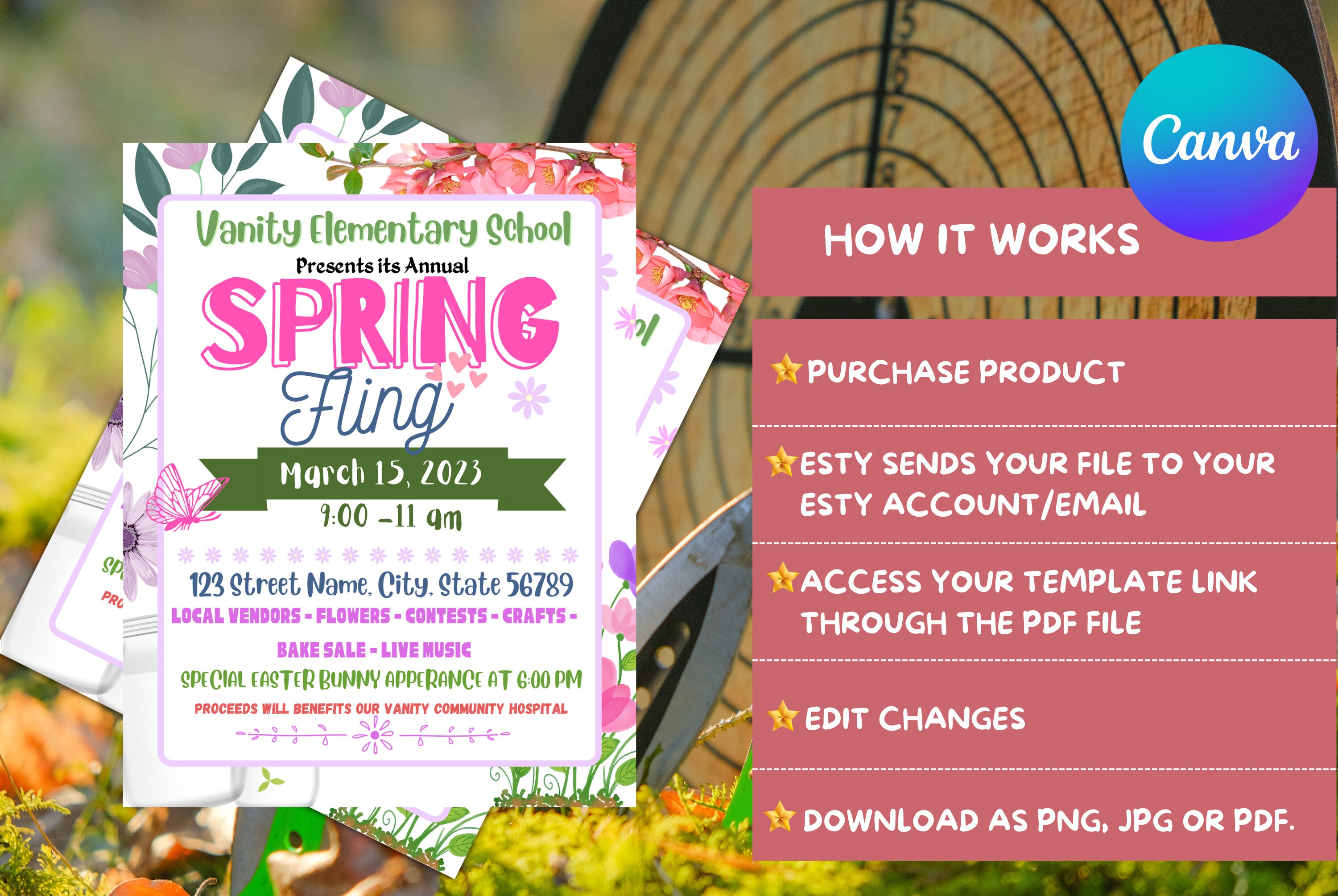 Spring Market Flyer, EDITABLE Poster for Bazaar, Easter Festival ...