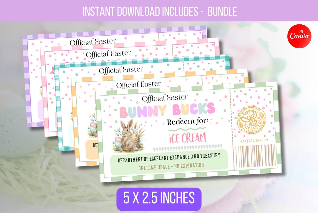 EDITABLE Easter Bunny Bucks, Fun Easter Basket Stuffer Reward, Easter ...